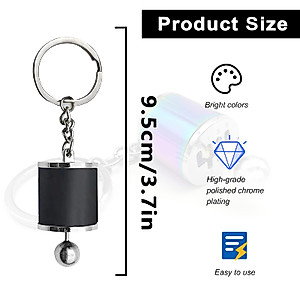 stymart Shifter Gear Keychain, 6 Speed Gear Box Shifter Keychain Key chain Ring, Mini Car Gear Shift Stick Knob Keyring, Car Key Fob Keychain Accessories(Black)