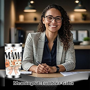 FOCIUZTA 20oz MAMA Floral Ribbon Tumbler with lid, Travel Coffee Cup, Ideal for Easter, Mother Day, and birthday gifts