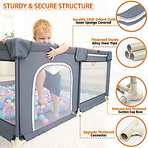 LEKILV Baby Playpen, Extra Large Playpen for Babies and Toddlers, Outdoor Portable Foldable Infant Playpen, Sturdy Safety Huge Baby Fence Play Mat Ball Pit（59x70.8x26 in)