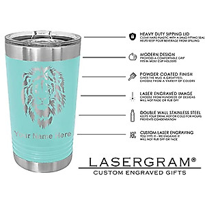 LaserGram 16oz Vacuum Insulated Pint Tumbler, Sign Language I Love You, Personalized Engraving Included (Teal)
