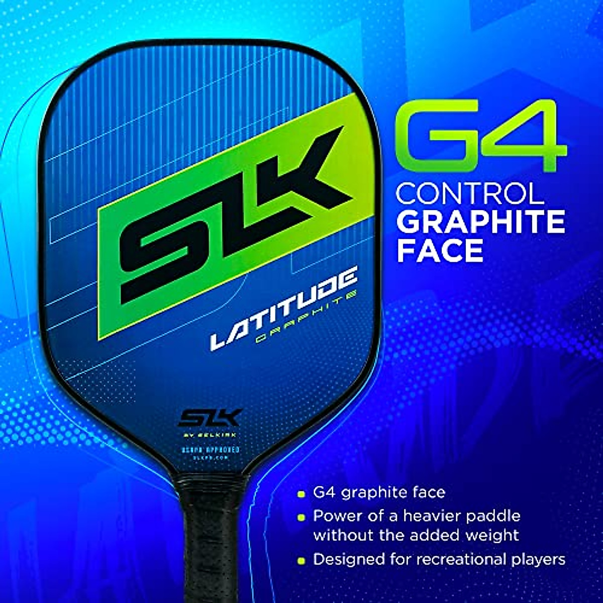 SLK Latitude Pickleball Paddle | Graphite Features G4 Face with Polymer Rev-Core Rackets Designed in The USA Lightweight Pickle Ball raquette Lakeside Lime|