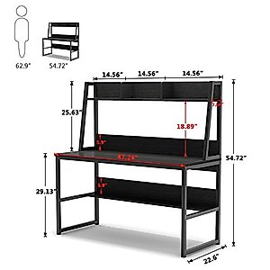 Tribesigns Computer Desk with Hutch,47 inches Home Office Desk with Space Saving Design with Bookshelf for Small Spaces (Black, 47)