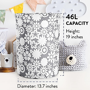 GLAMPERS Laundry Hamper 43/46/54L | Small Laundry Baskets with Sturdy Handles | Collapsible Kids Hamper for Dirty Clothes, Toys | Small, Gray Wave2