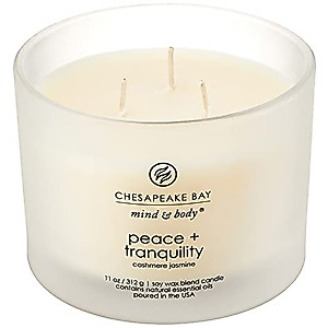 Chesapeake Bay Candle PT40234 Scented Candle, Peace + Tranquility (Cashmere Jasmine), Coffee Table ,11 oz , White