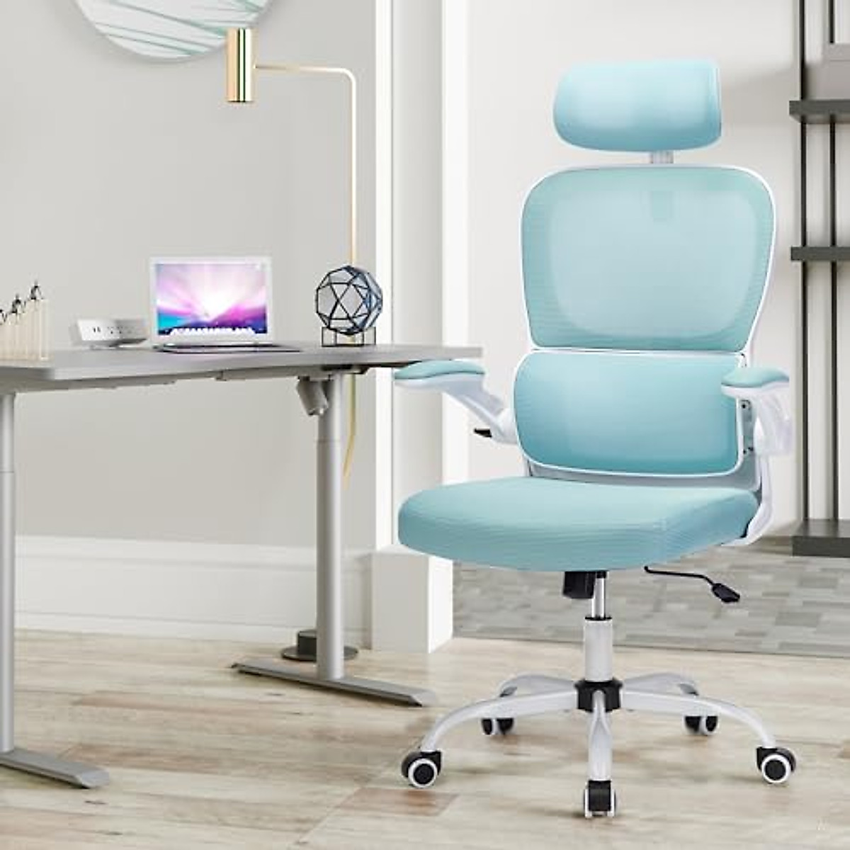 SOMEET Office Chair, Ergonomic Mesh Office Chair with Adjustable Headrest and Arms, High Back Ergonomic Desk Chair with Lumbar Support, Comfortable Home Office Desk Chairs with Tilt Lock (Blue)