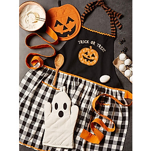 DII Halloween Cooking & Baking Collection Kitchen Accessories, Apron & Oven Mitt Set, Skeleton, 2 Piece
