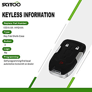 SCITOO Keyless Entry Remote Key Fob SHELL CASE Replacement for 3 Buttons Uncut Car Key for GMC Terrain 2018-2019 1pc FCC 1551A-AA HYQ1AA