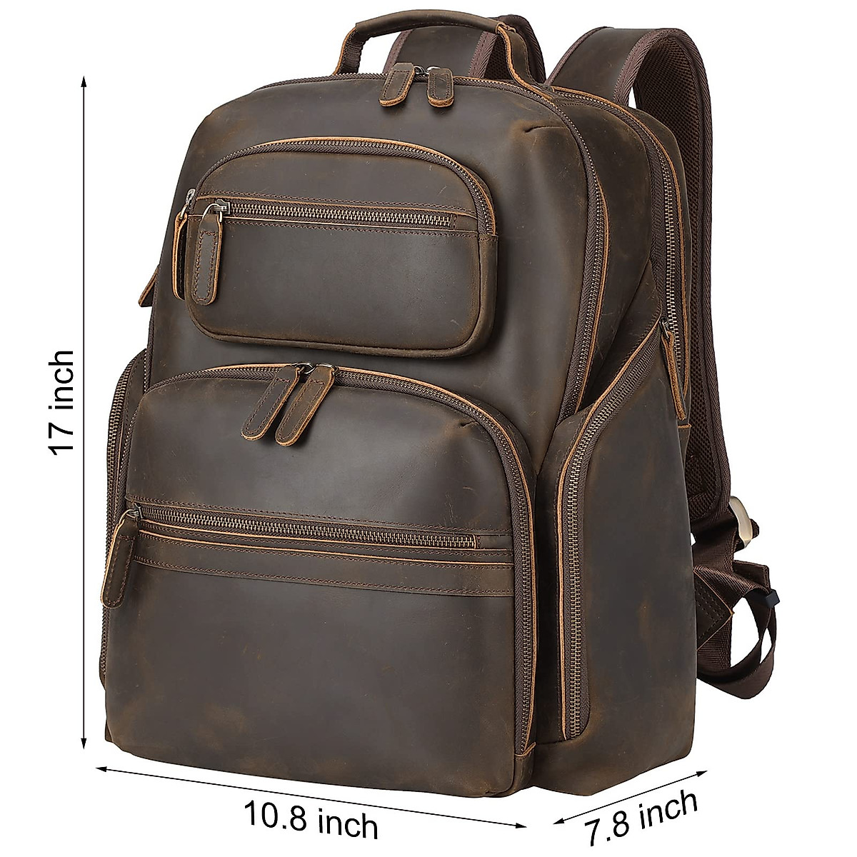 TIDING Full Grain Leather 15.6 Inch Laptop Backpack For Men Large Capacity Business Travel Overnight Shoulder Daypacks