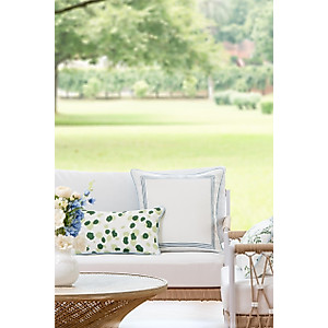 Hofdeco Premium Coastal Patio Indoor Outdoor Lumbar Pillow Cover Only, 12"x20" Water Repellent for Backyard, Couch, Green Leopard with Piping