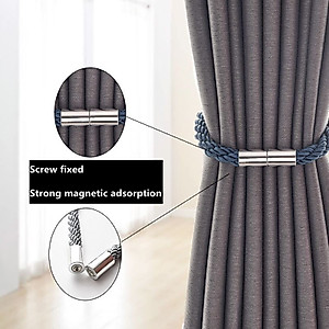 Cheeroyal Strong Magnetic Curtain Tiebacks Modern Simple Style Drape Tie Backs Convenient Decorative Weave Rope Curtain Holdback for Home&Office Window Drapery (Pink)
