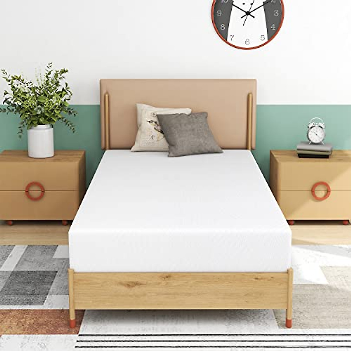 wOod-it Twin Mattress in a Box, 8 inch Mattresses Made in USA Green Tea Gel Memory Foam Mattress for Kids Bed -Bunk Beds/Trundel Beds, CertiPUR-US Certified, Medium Firm, White