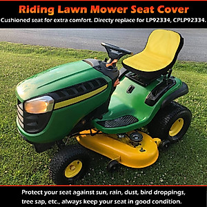 Upgrade Large Seat Cover LP92334, Riding Lawn Mower Cushioned Waterproof Seat Cover up to 18" High Perfectly Fits for John Deere Mower & Gator Seats, Comes with Convenient Storage Pouch