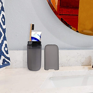 Yeeco Toothbrush Case 2 Packs, Transparent Black Toothbrush Travel Case, Plastic Toothbrush Holder Travel, 7.9”×2.1”×1.2” Portable Toothbrush Case for Traveling