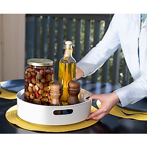 Wake INFIN Lazy Susan Cabinet Organizer Turntable 9 and 12 Inch 2 Pack Rotating Table Spice Rack Storage Kitchen Non-Skid Pad with Bin and Handles