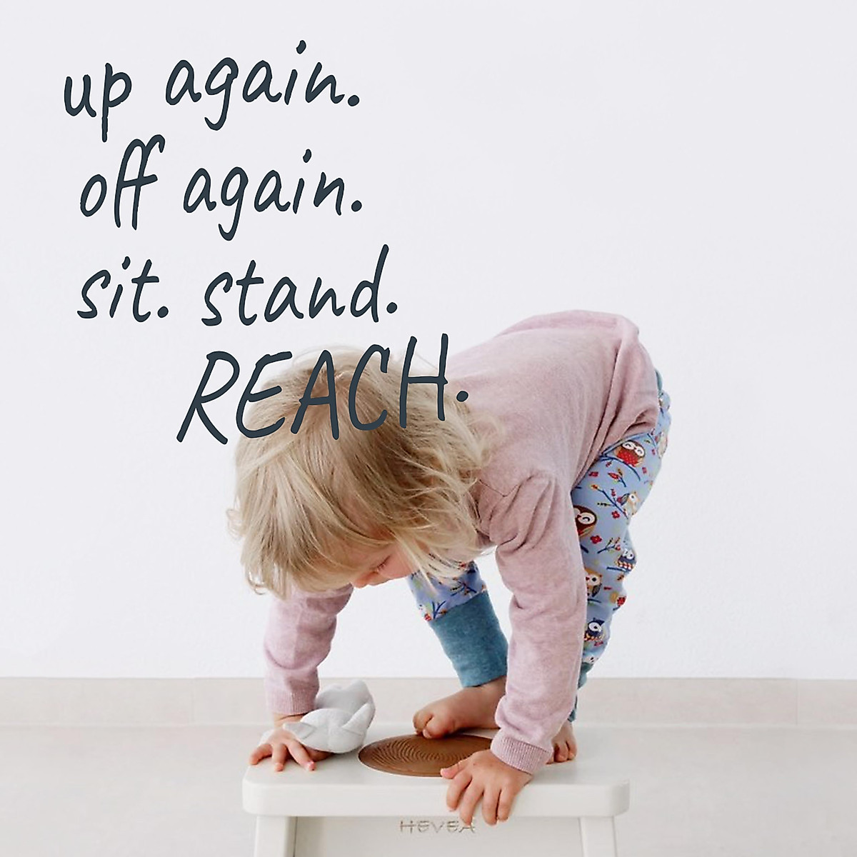 Hevea Natural Rubberwood Kids Step Stool (Dusty Blue)