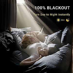 INOVADAY 100% Blackout Curtains 96 Inches Long, Blackout Curtains for Bedroom 96 Length Thermal Insulated Linen Blackout Curtains & Drapes for Living Room- Greyish Beige, W50 x L96