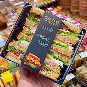 Ocmoiy Small Charcuterie Boxes with Clear Lids, To Go Paper Disposable Food Containers, 5 Inches Bakery Dessert Boxes for Sandwich, Cookie, Pastry, Cake Slice (Black, 50ct)