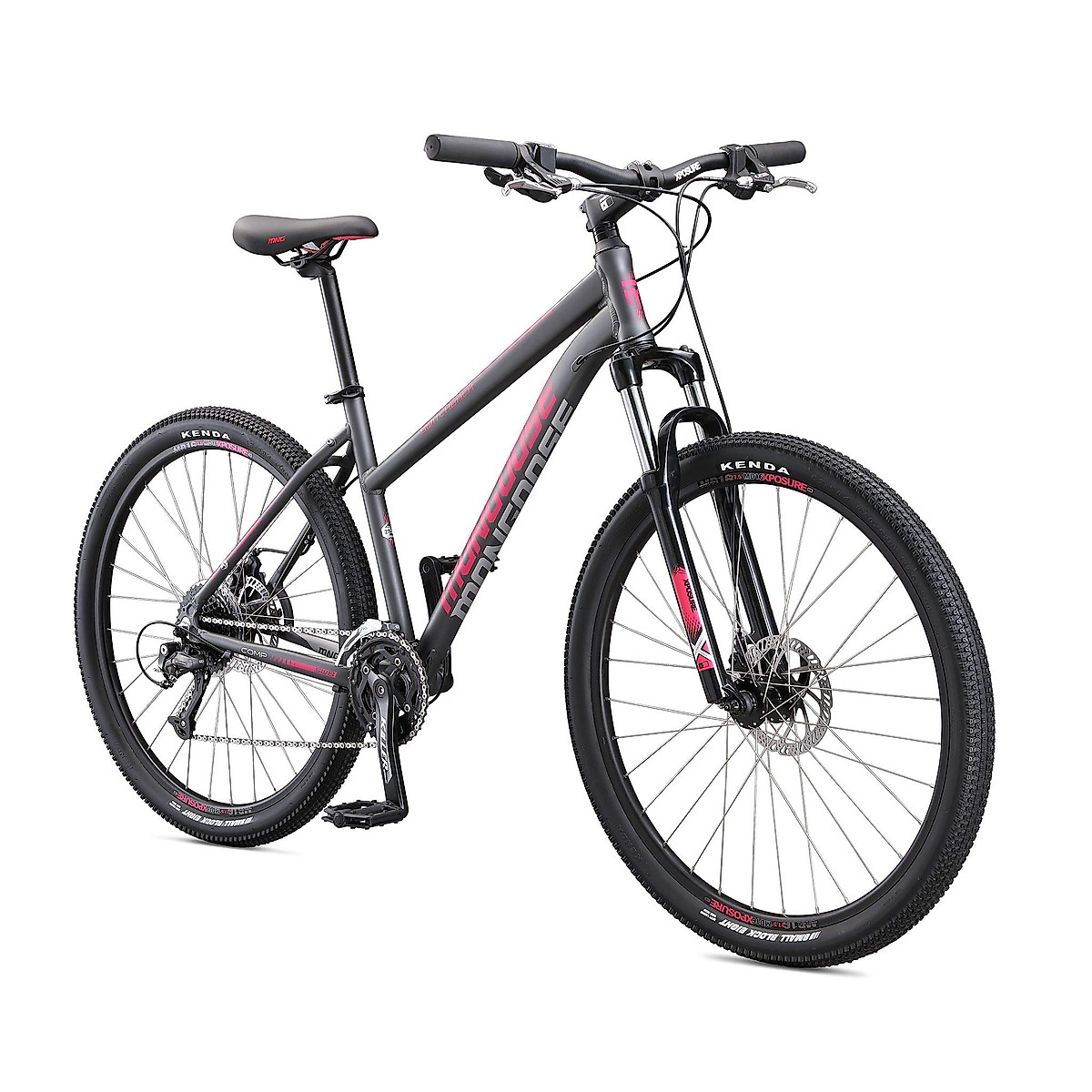Mongoose Switchback Comp Adult Mountain Bike, 18 Speeds, 27.5-inch Wheels, Women Aluminum Medium Frame, Grey