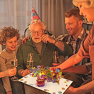 Gumry BLOWABLE & LIGHTS & MUSIC Pop-up Musical Birthday Card, Happy Birthday Card with Classic Bday Music, Cheers Sound,Color-Changing Lights,Colourful Greeting Cards for Kids Wife Husband Women & Men