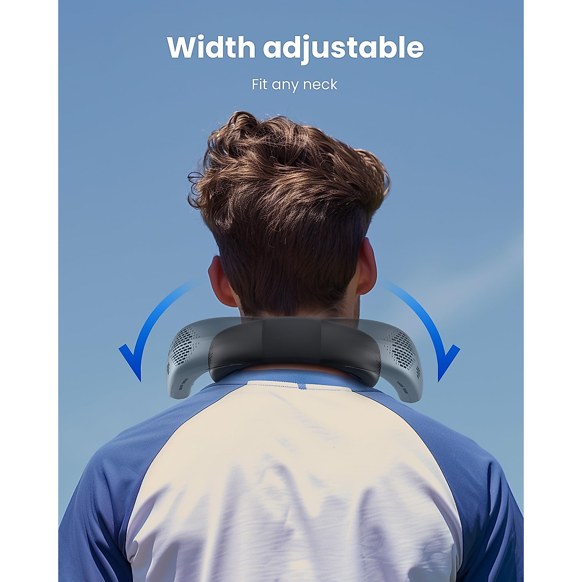 Koonie Neck Air Conditioner, Portable Cooling Neck Fan Blow Cold Air, 4000mAh Rechargeable Around Neck Breeze Fan 3 Speed, 3 Refrigeration Mode, 8H work time, Adjustable Width, Digital Display