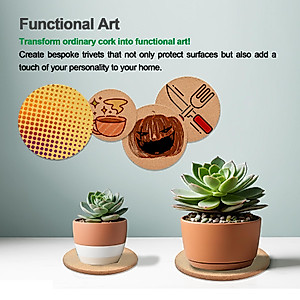 Cork Trivet, 4 Pack High Density Thick Cork Coasters Set for Hot Dishes, 8 Inch Heat Resistant Multifunctional Cork Trivets for Hot Dishes, Hot Pads for Kitchen, Table, Countertops