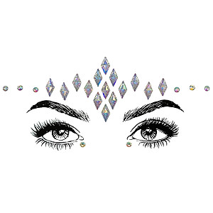 SHINEYES 6 Pcs Music Festival Face Jewels, Rhinestone Rave Face Gems Glitter,Crystal Birthday Party Festival Face Sticker, Eyes Face Body Temporary Tattoos for Festival Party