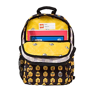 LEGO Heritage Classic Kids School Backpack Bookbag, for Travel, On-the-Go, Back to School, Boys and Girls, with Adjustable Padded Straps and Fun patterns, Minifigure