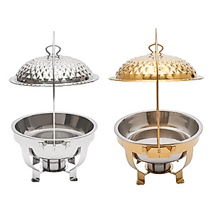 Chafing Dish Buffet Set Gold/Silver,4.5L Round Stainless Steel Chafing Dish Buffet Set Buffet Servers and Warmers Warming Tray for Kitchen Party Banquet (Silver)