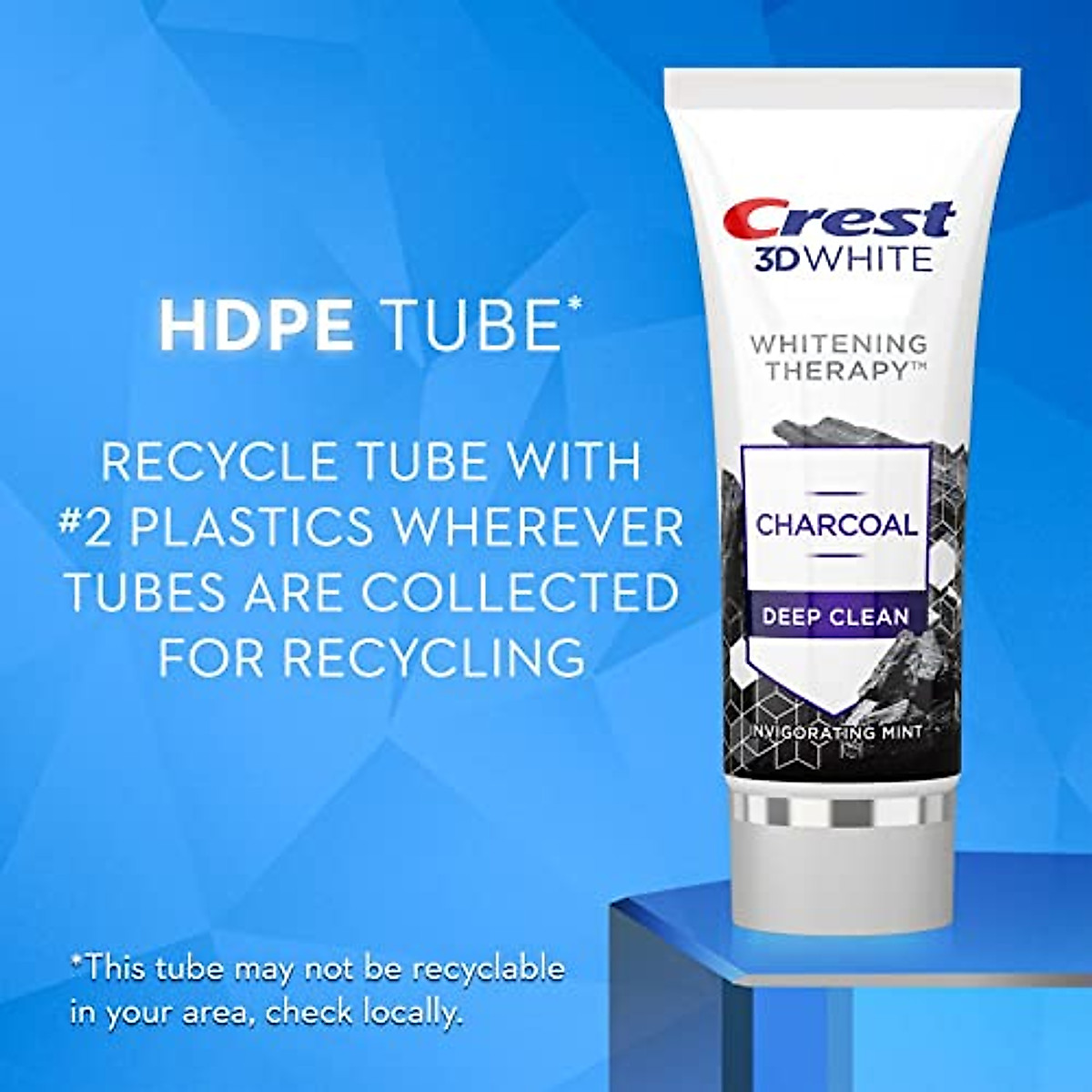 Crest 3D White Whitening Therapy Charcoal Deep Clean Fluoride Toothpaste, Invigorating Mint, 3.5 Ounce