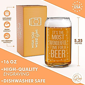 Beer Can Glass-It's The Most Wonderful Time For A Beer-Funny Christmas Present for Men and Women