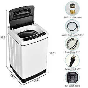 Full-Automatic Washing Machine 1.5 Cu.Ft 11 LBS Washer & Dryer, Mini Washing Machine, Portable Washer Machine, and Dryer, White