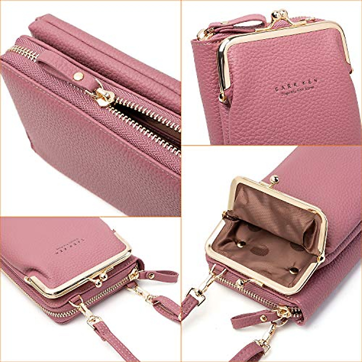 KINOUCHI Small Crossbody Bags Phone Purse for Women, PU Leather Shoulder Bag - Removable and Disassemble Shoulder Strap with Card Slot