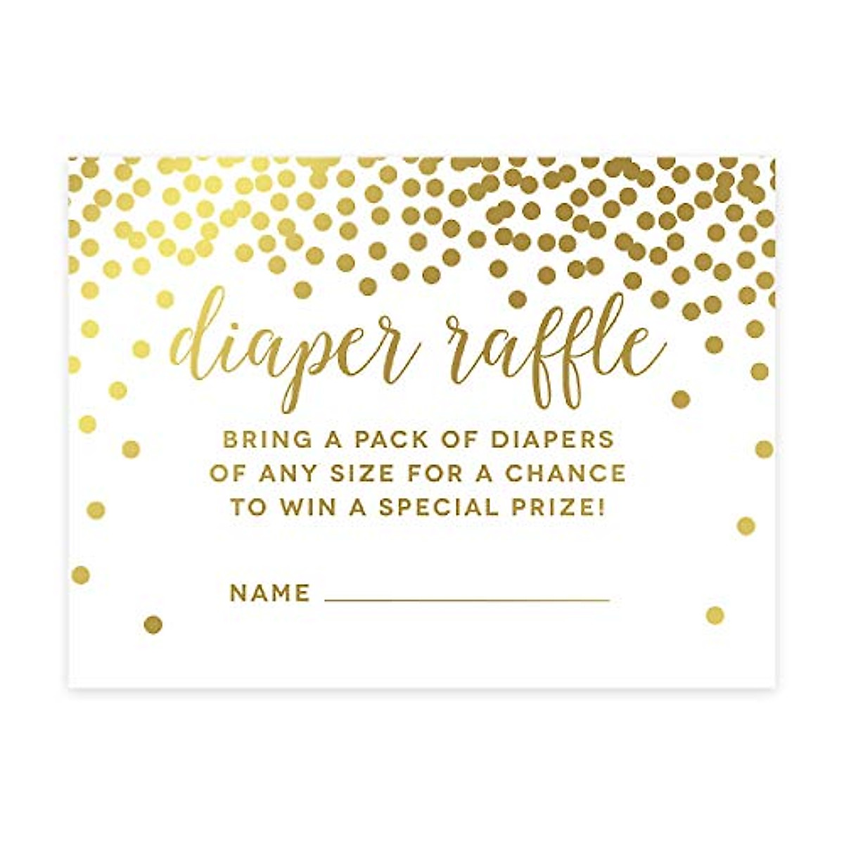 Andaz Press Metallic Gold Confetti Polka Dots Party Collection, Baby Shower Diaper Raffle Cards, 30-pack