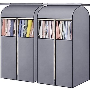 SLEEPING LAMB 43'' Garment Bags for Closet Storage with Zippers Completely Closed Wardrobe for Hanging Clothes Suits Coats Cover, 2 Packs, Grey(Hanging Rod Not Included)