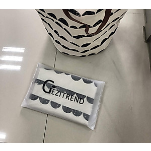 N / A Gezitrend 19" Waterproof Laundry Hamper -(8 Colors) with Durable Leather Handle, Laundry Basket, Canvas Organizer Basket,Toy Bins, Gift Baskets, Baby Hamper, Shopping Bag (Black pin Stripe)