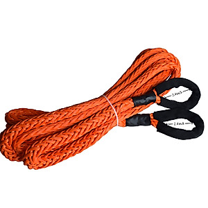 QIQU Car Towing Rope with Pair Soft Shackle to Replace Tow Strap for ATV UTV Car Vehicle Recovery Towing (Orange, 1/2inch*20ft)