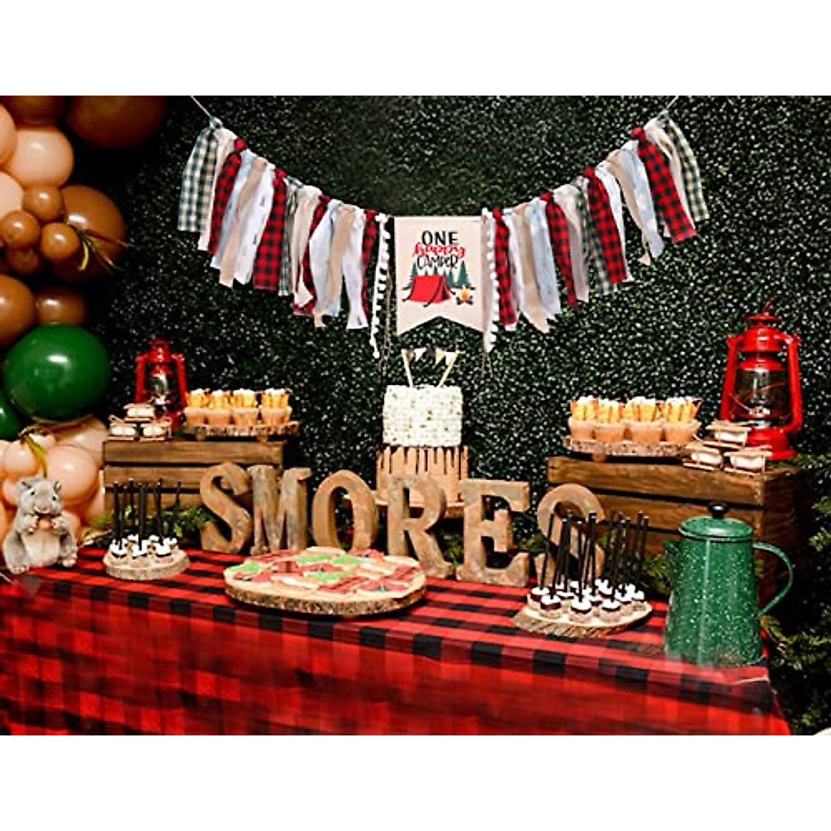 One Happy Camper Banner For 1st Birthday - Buffalo Plaid Highchair, Camping High Chair Banner, Wild One Banner, Woodland Banner, Lumberjack Banner, Buffalo Plaid Highchair Banner