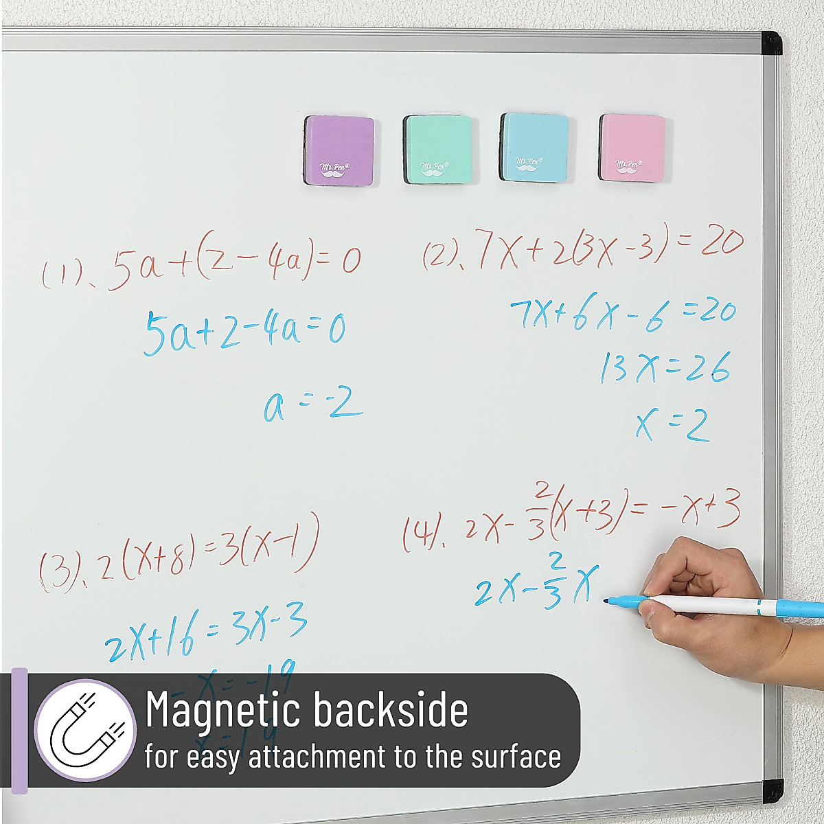 Mr. Pen- Mini Dry Erase Eraser, 24 Pack, Pastel Colors, Magnetic Dry Eraser, Whiteboard Eraser, Dry Erasers for Whiteboard, Magnetic Dry Erase Eraser, Dry Erase Board Erasers, Whiteboard Erasers