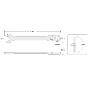 TEKTON 3/8 Inch Flex Ratcheting Combination Wrench | WRN57008