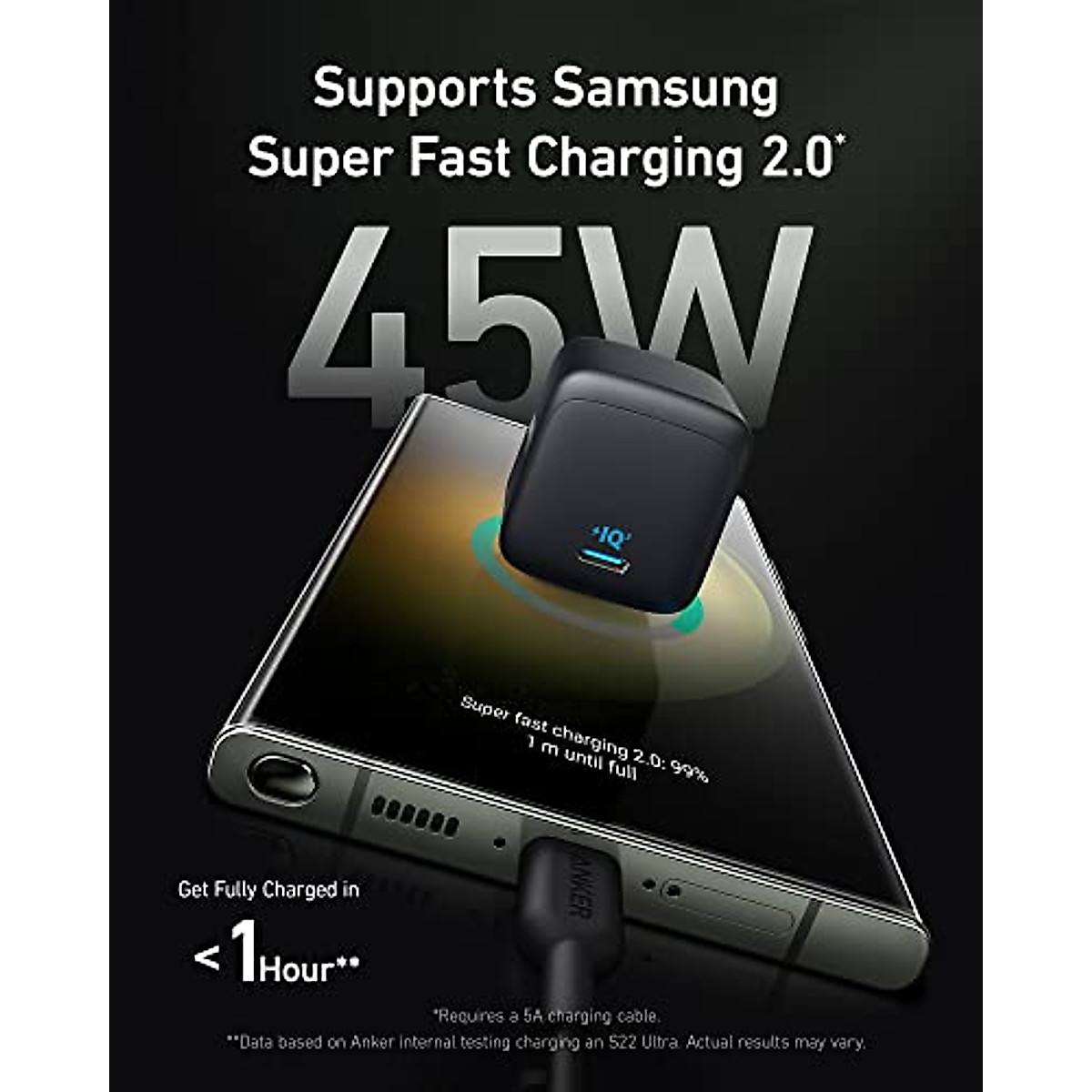 Anker 543 USB C to USB C Cable (140W, 6ft), USB 2.0 Bio-Nylon Charging Cable & 45W USB C Super Fast Charger, 313 Charger, Ace Foldable PPS Fast Charger Supports Super Fast Charging 2.0