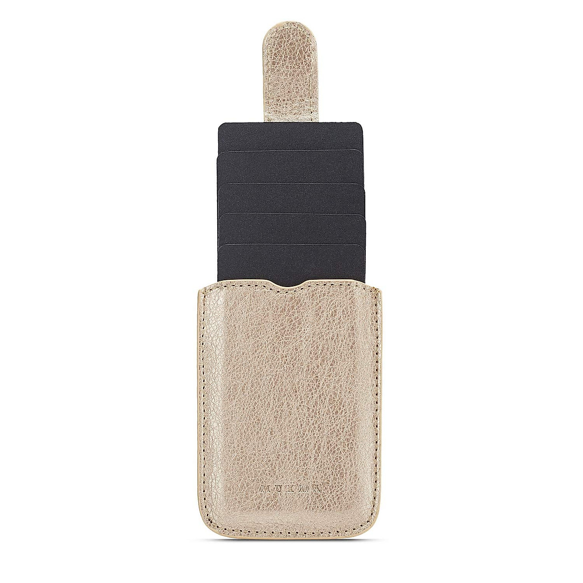 4-Seasons Arlgseln 5 Card Holder Phone Pouch, Stretchable Adhesive Purse Rfid Blocking ID Credit Card Slot Wallet stick on Back of Phone for iPhone 15/16 Pro Max Galaxy S24 Note 22 Ultra A55 (Gold)