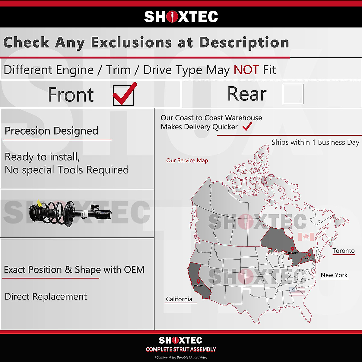 Shoxtec Front Pair Complete Strut Replacement for 2009-2013 Ford F-150 4WD Coil Spring Assembly Shock Absorber Kits Repl. Part No. 171141