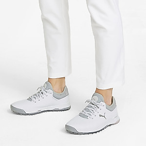 Puma Golf Women's Proadapt Alphacat Golf Shoe, Puma White/Puma Silver/Pink Lady, 7.5