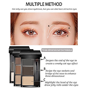 Eyebrow Powder Makeup Kit-3 Colors Eye Brow Powder Palette Long-Lasting Waterproof, Dark/light Brown Brow Filler, Fill & Sculpt Full Eyebrows for Women, With Mirror, Brow Brush & Razor-Set 02