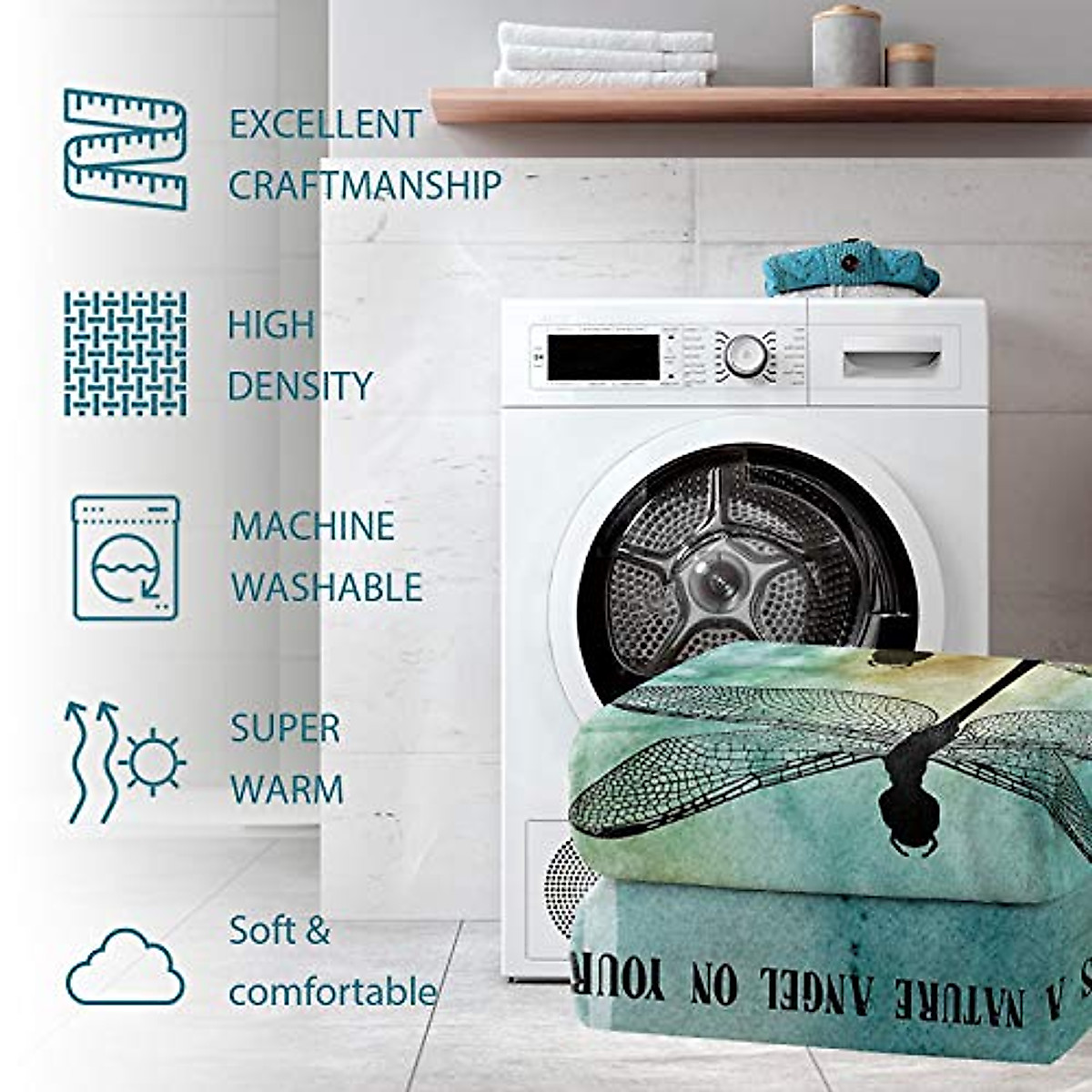 Dragonfly Throw Blanket,Flannel Fleece Blanket,Soft Cozy Fuzzy Comfy Warm Cute Lightweight Blanket for Women Adult Girl,Kid,Baby-Decor Gift-Dragon Fly Microfiber Nap Blanket for Couch,Bed,Sofa-60"x50"