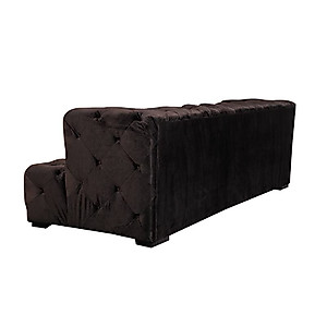 American Home Classic Jasper 16" Velvet and Solid Wood Sofa in Chocolate