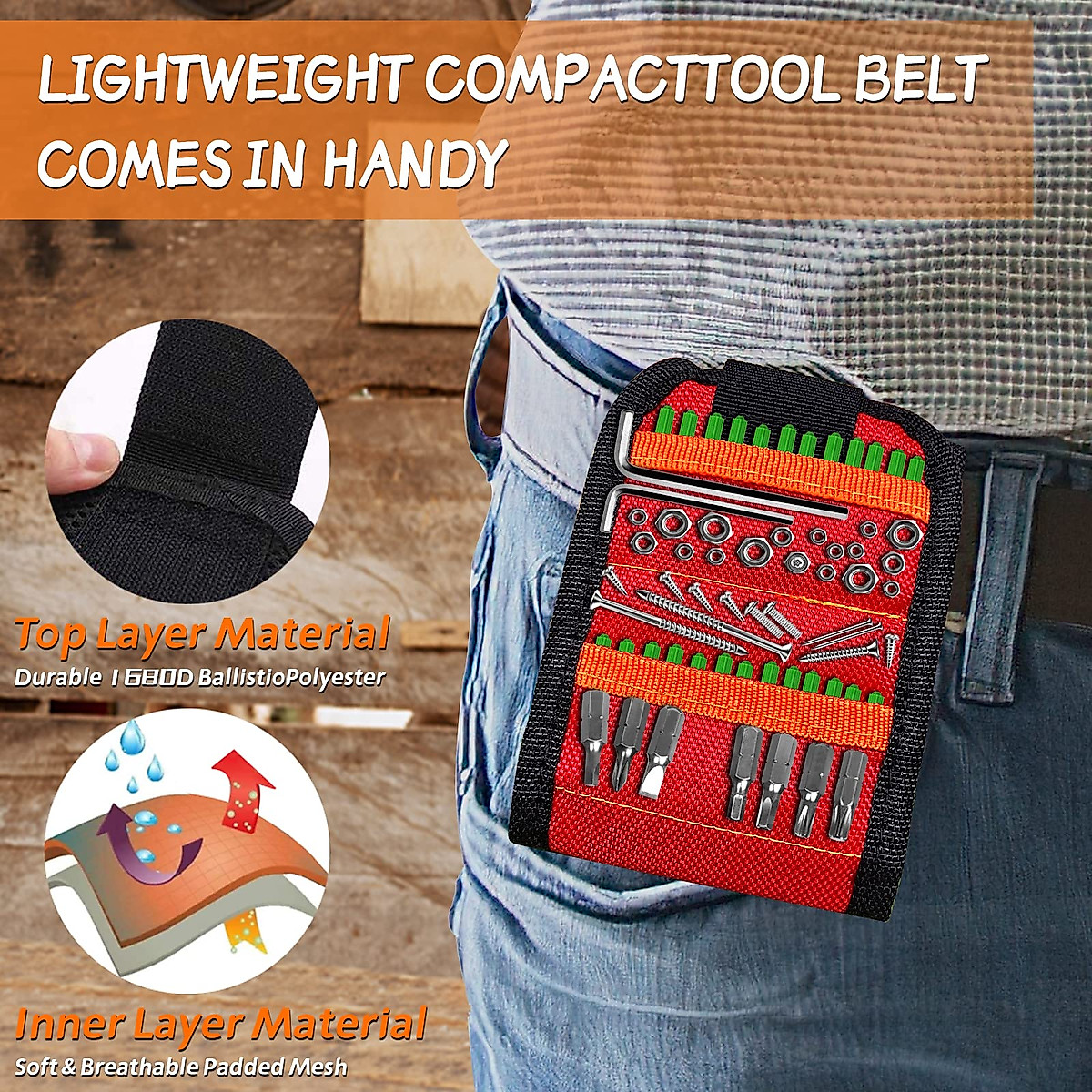 Magnetic Wristband Led Headlamp Flashlight, Magnetic Wristband for Holding Screws Men Stocking Stuffers, Christmas Gifts for Dad Valentines Day Gift for Him Husband Magnetic Tool for Carpenter