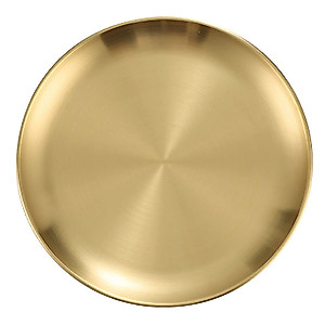 6 Pcs 5.5 Inch Circular Trinket Tray, Gold Stainless Steel, for Serving Trays Towel Storage Dish Plate Tea Fruit Trays Jewelry Plate Decorative Storage Tray (5.5 Inch, Gold)