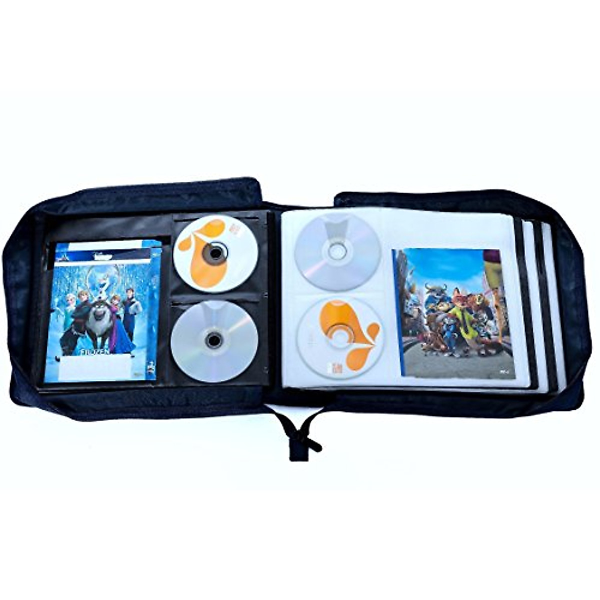 DVD CD Storage Case with Extra Wide Title Cover Pages for Blu Ray Movie Music Audio Media Disk (Portable Carrying Binder Holder Wallet Album Home Organizer)- Blue, 192 Disk Units, 96 Booklet Pockets