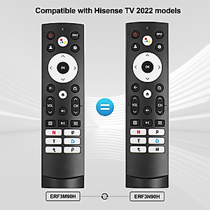 Replacement ERF3M90H Remote Control for Hisense Smart TV Model 43A6H 50A6H 55A6H 65A6H 75A6H 55U8K 50U6H 55U6H 65U6H 75U6H 65U8H 75U8H (No Voice)